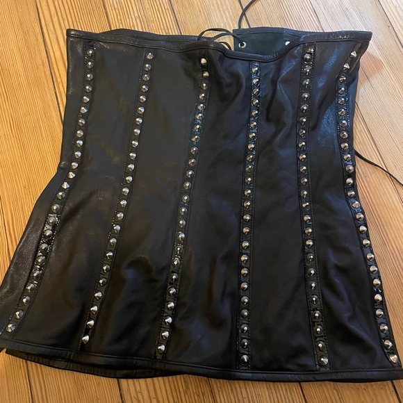Tops | Italian Leather Studded Corset | Poshmark